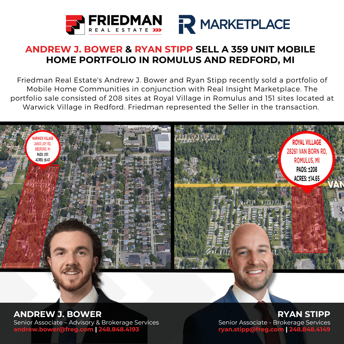 Andrew J. Bower & Ryan Stipp Sell a 359 Unit Mobile Home Portfolio in ...