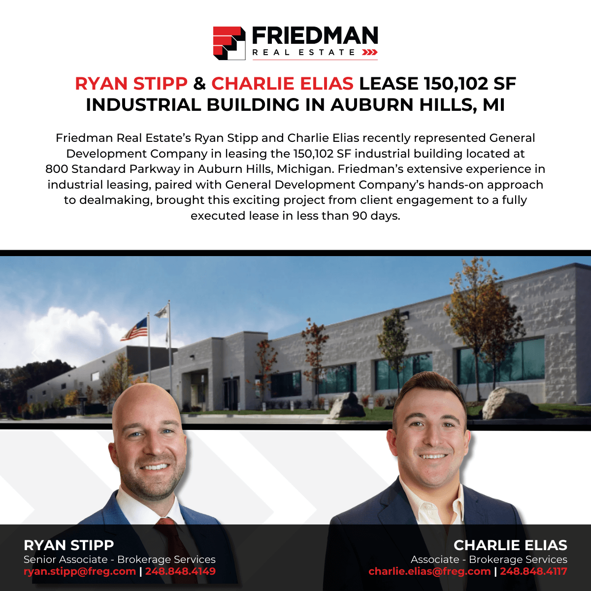 Ryan Stipp & Charlie Elias Lease 150,102 SF Industrial Building in ...