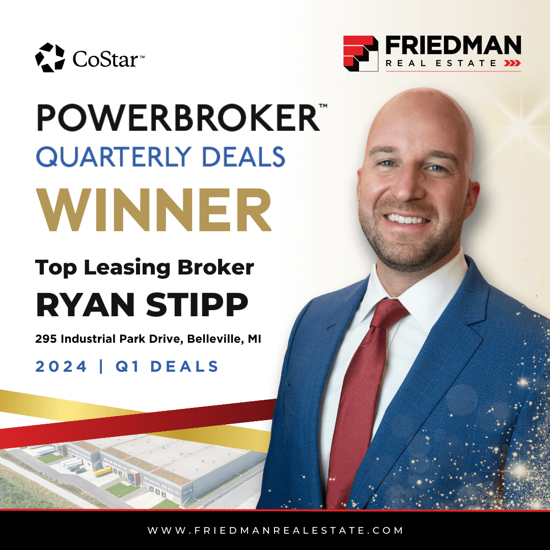 Ryan Stipp Named 2024 CoStar PowerBroker Quarterly Deals Winner for Q1 - Friedman Real Estate